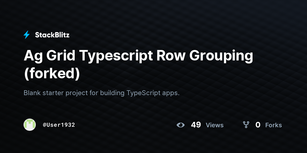 Ag Grid Typescript Row Grouping (forked) - StackBlitz Ag Grid Typescript Row Grouping (forked) - StackBlitz
