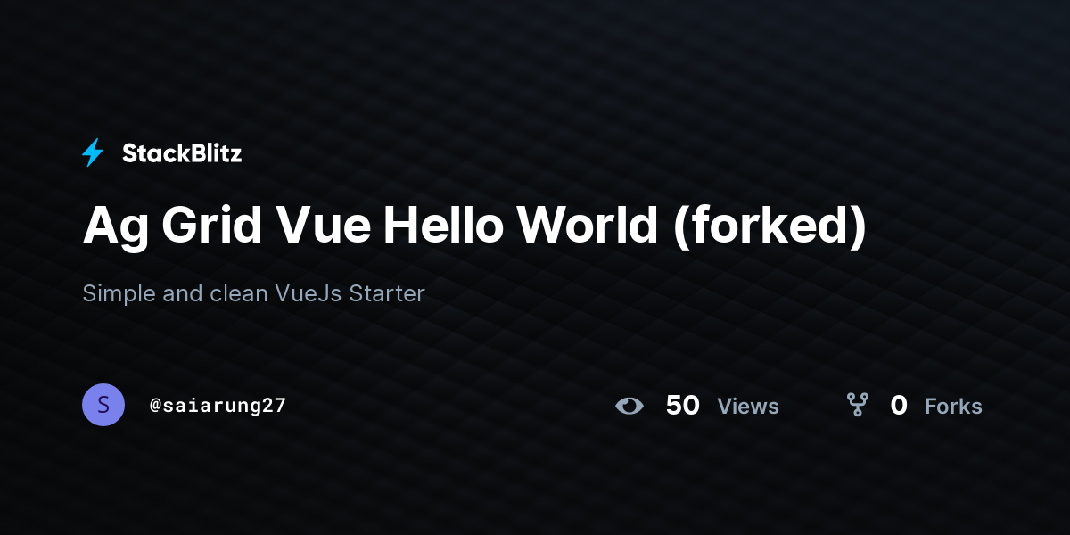 Ag Grid Vue Hello World (forked) - StackBlitz