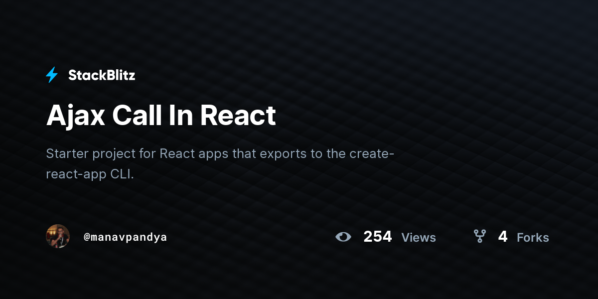 Ajax Call In React - StackBlitz Ajax Call In React - StackBlitz