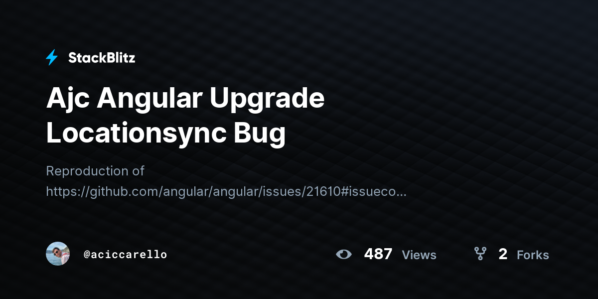 Ajc Angular Upgrade Locationsync Bug - StackBlitz