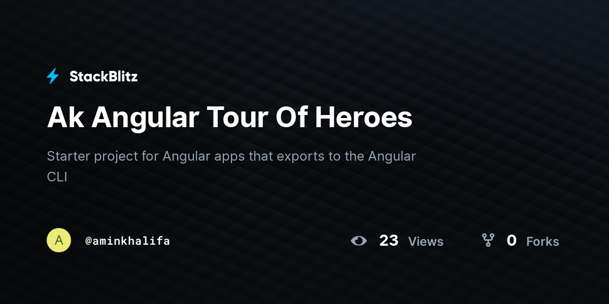 Ak Angular Tour Of Heroes - StackBlitz