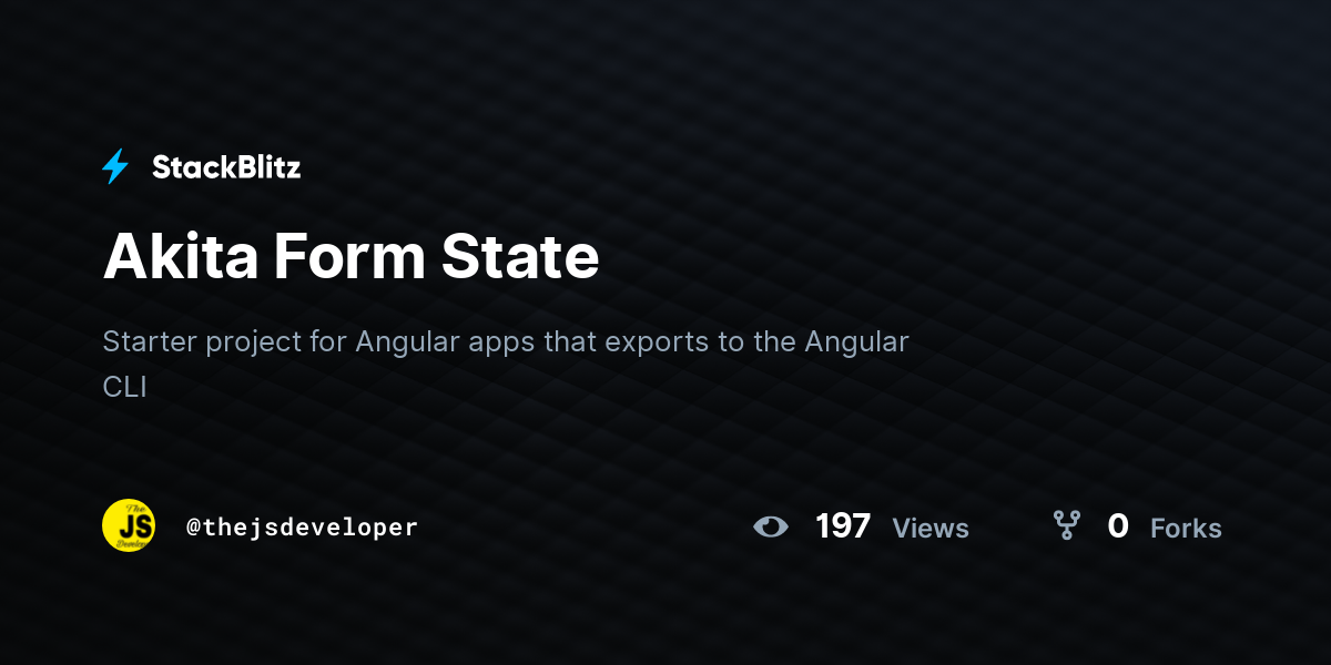 Akita Form State - StackBlitz