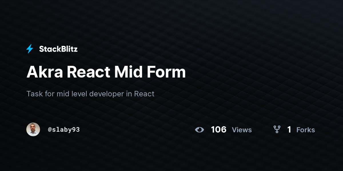 Akra React Mid Form - StackBlitz