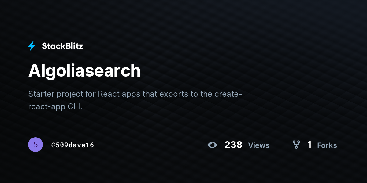 Algoliasearch - StackBlitz