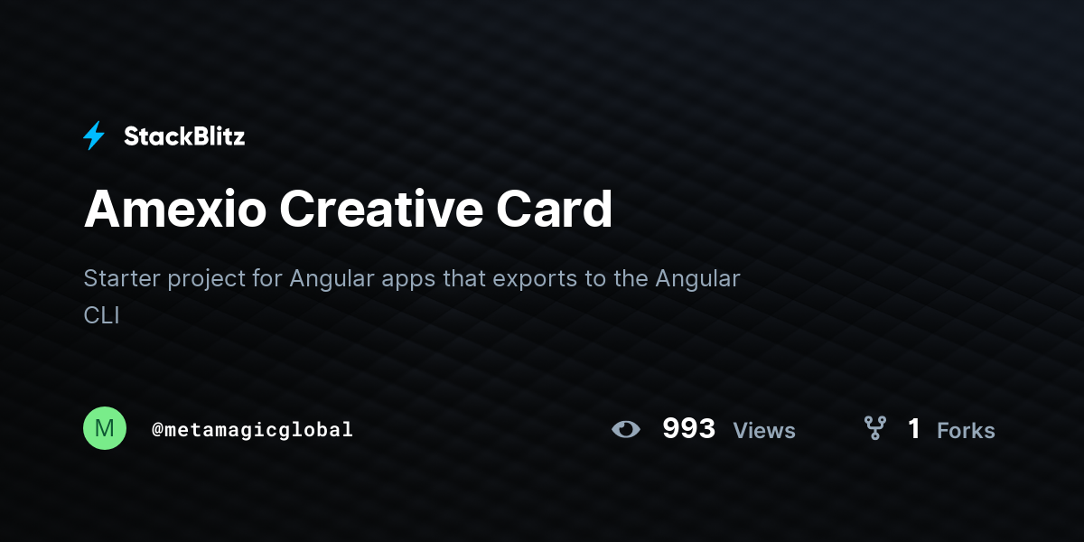 Amexio Creative Card - StackBlitz Amexio Creative Card - StackBlitz