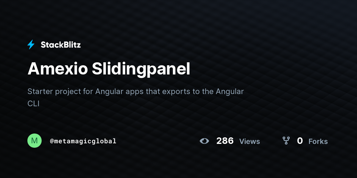 Amexio Slidingpanel - StackBlitz