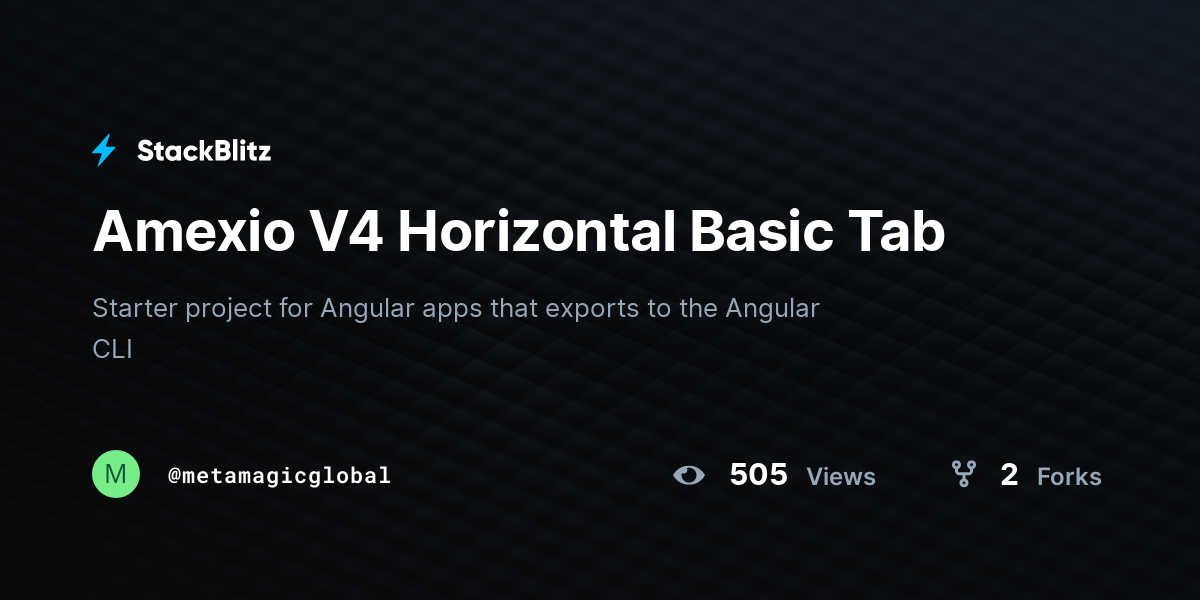 Amexio V4 Horizontal Basic Tab - StackBlitz Amexio V4 Horizontal Basic Tab - StackBlitz