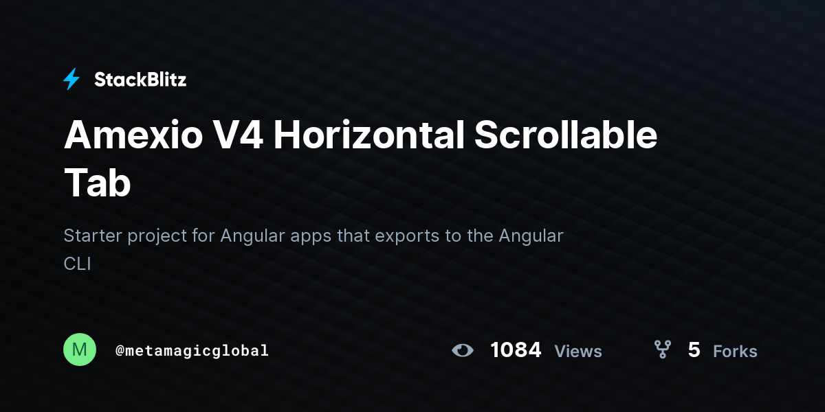 Amexio V4 Horizontal Scrollable Tab - StackBlitz