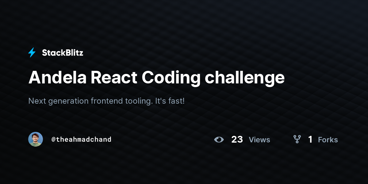 Andela React Coding challenge - StackBlitz Andela React Coding challenge - StackBlitz
