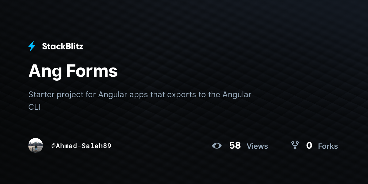 Ang Forms - StackBlitz