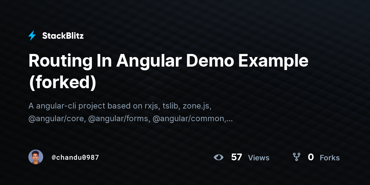 Routing In Angular Demo Example (forked) - StackBlitz