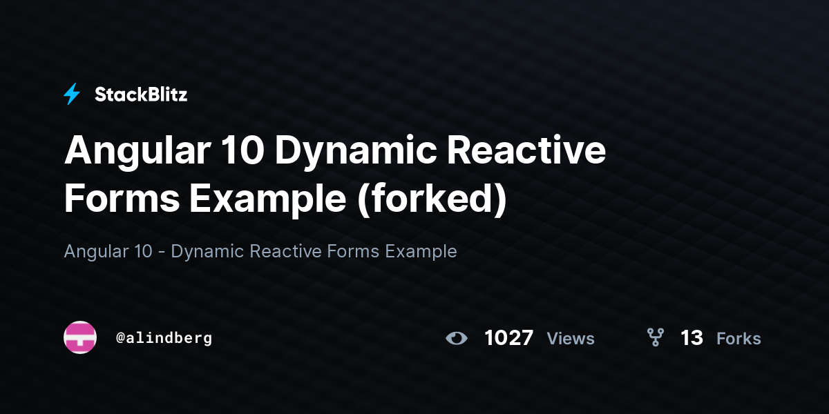 Angular 10 Dynamic Reactive Forms Example (forked) - StackBlitz