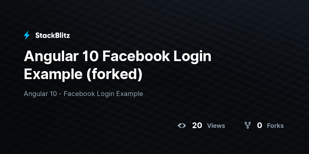 Angular 10 Facebook Login Example (forked) - StackBlitz