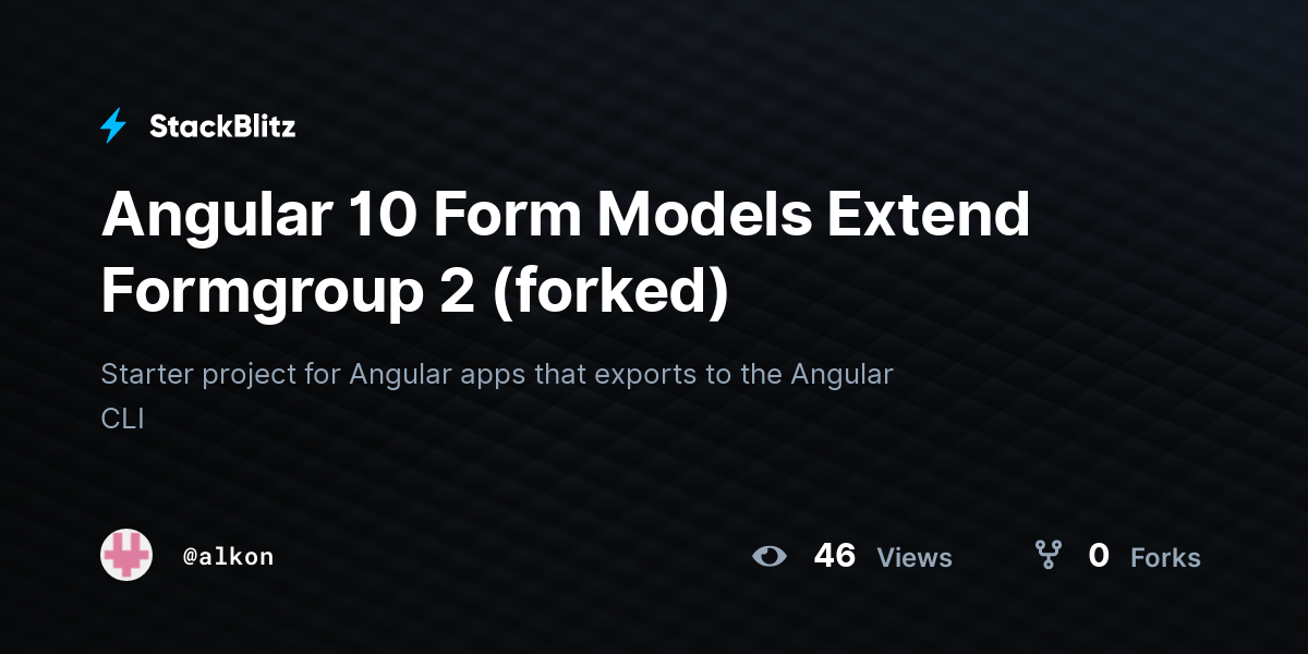 Angular 10 Form Models Extend Formgroup 2 (forked) - StackBlitz