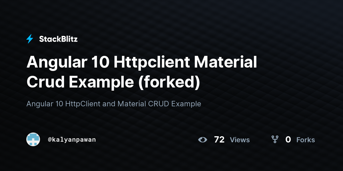 Angular 10 Httpclient Material Crud Example (forked) - StackBlitz