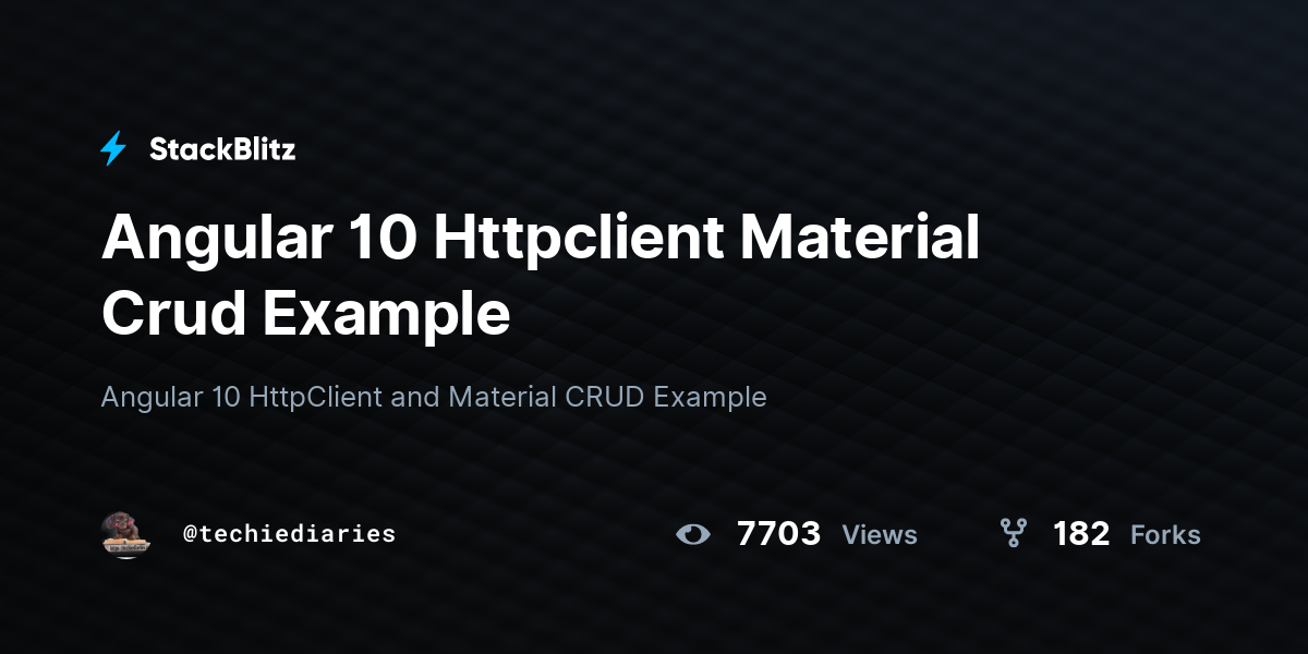 Angular 10 Httpclient Material Crud Example - StackBlitz