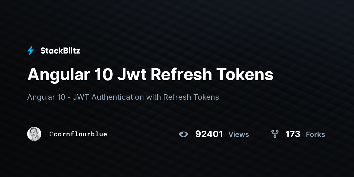 Angular 10 Jwt Refresh Tokens - StackBlitz