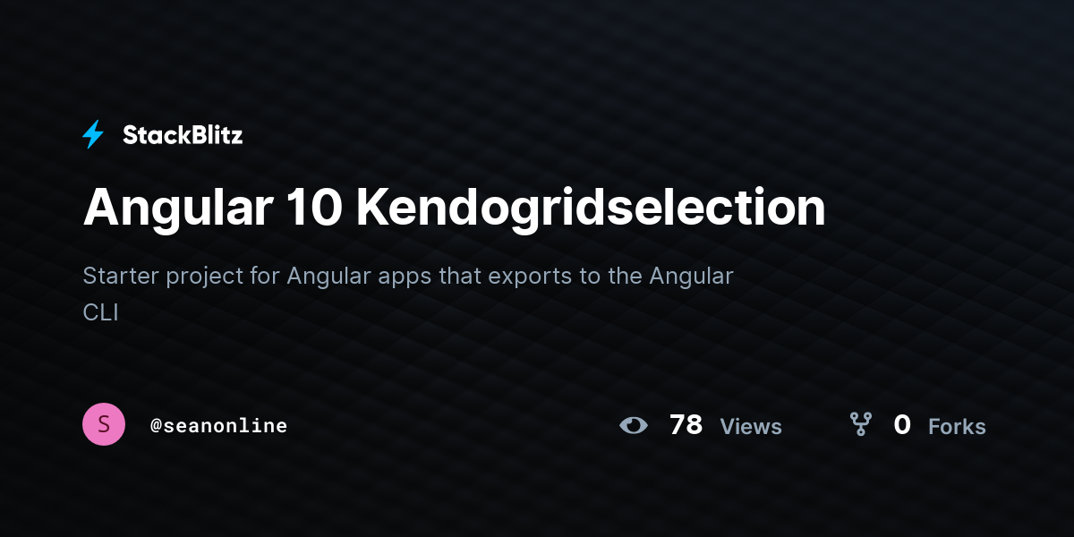 Angular 10 Kendogridselection - StackBlitz