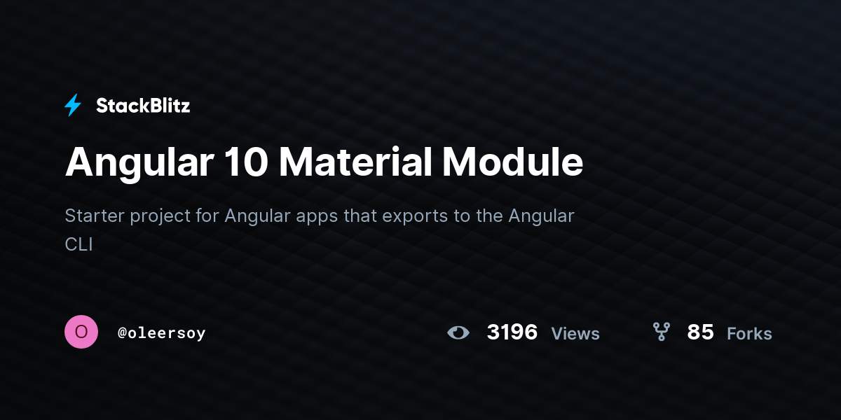 Angular 10 Material Module - StackBlitz