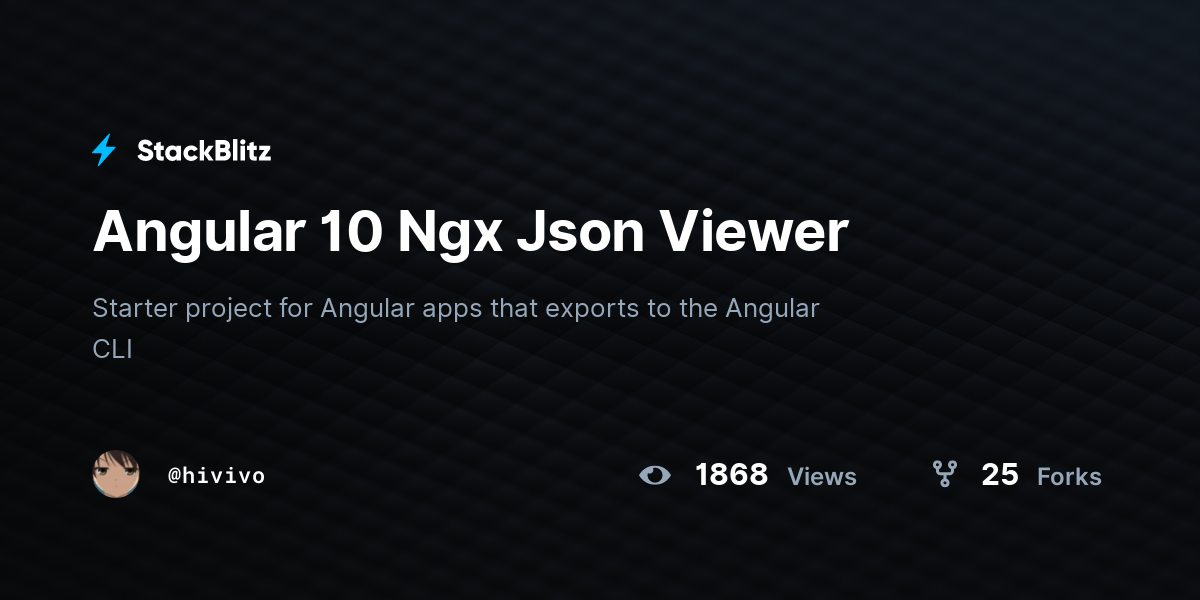 Angular 10 Ngx Json Viewer - StackBlitz