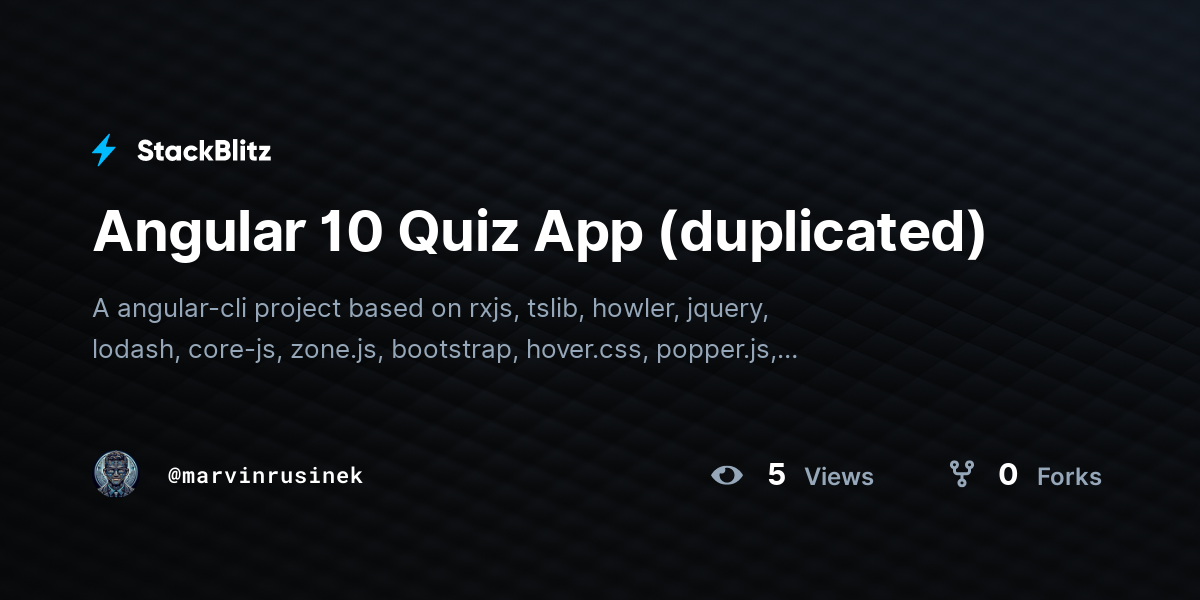 Angular 10 Quiz App (duplicated) - StackBlitz