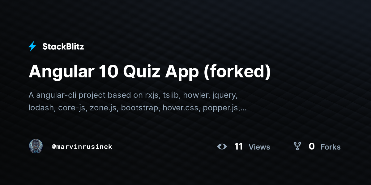 Angular 10 Quiz App (forked) - StackBlitz