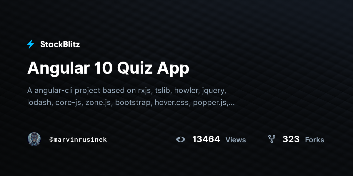 Angular 10 Quiz App - StackBlitz