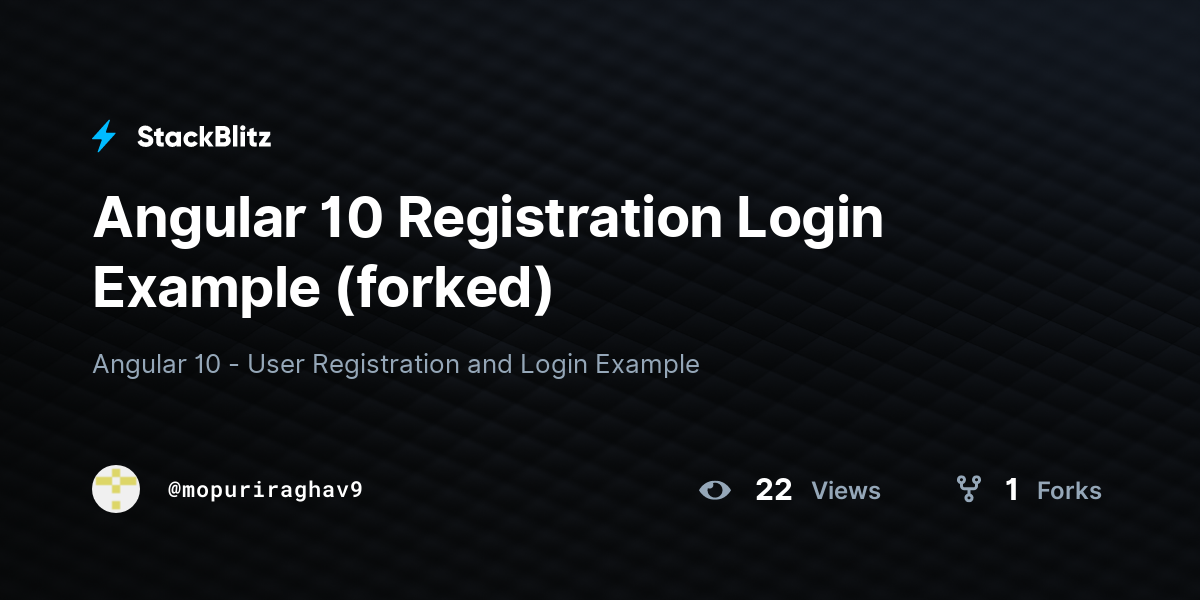 Angular 10 Registration Login Example (forked) - StackBlitz Angular 10 Registration Login Example (forked) - StackBlitz