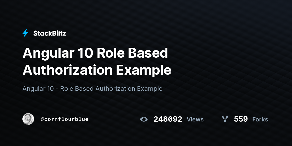 Angular 10 Role Based Authorization Example - StackBlitz