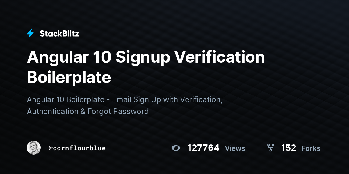 Angular 10 Signup Verification Boilerplate - StackBlitz