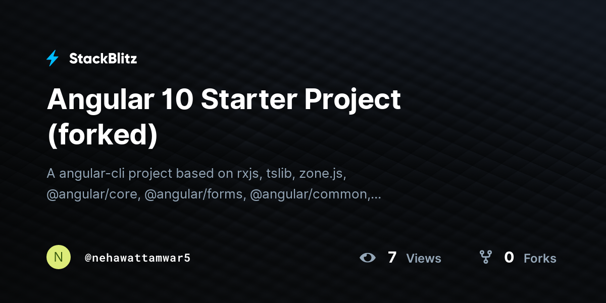 Angular 10 Starter Project (forked) - StackBlitz