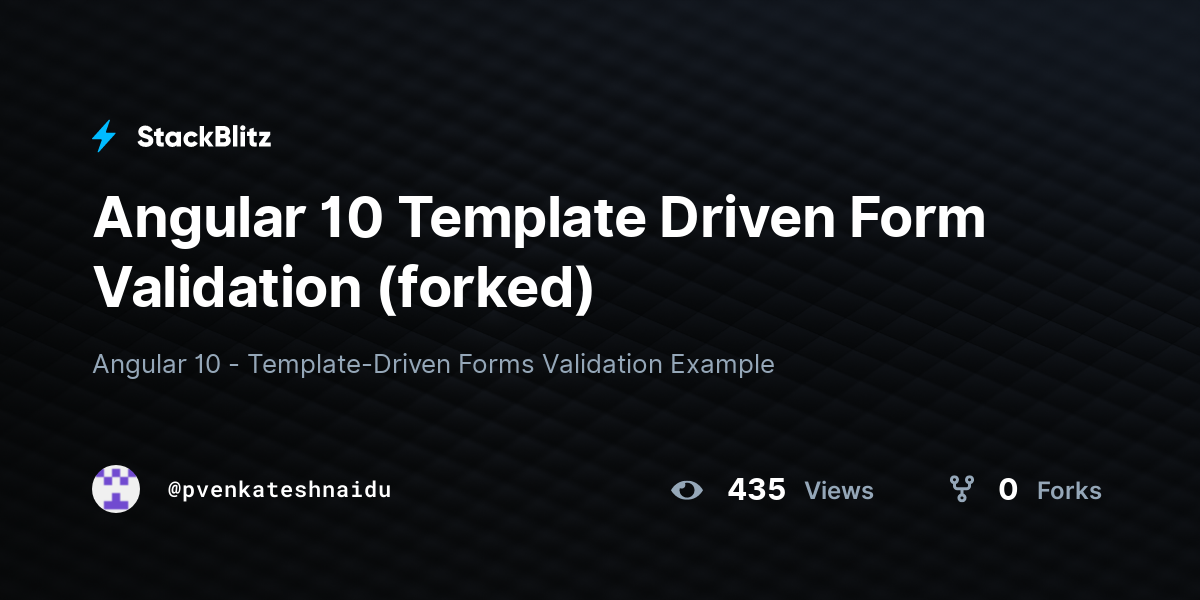 Angular 10 Template Driven Form Validation (forked) - StackBlitz