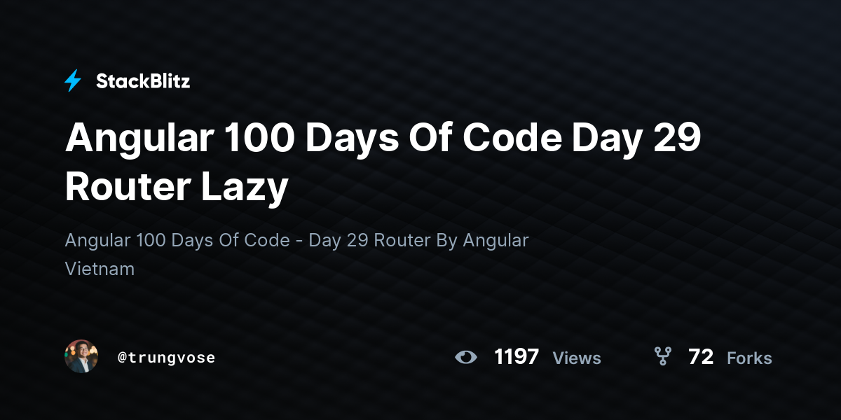 Angular 100 Days Of Code Day 29 Router Lazy - StackBlitz