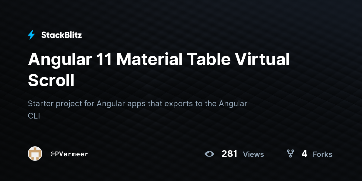 Angular 11 Material Table Virtual Scroll - StackBlitz