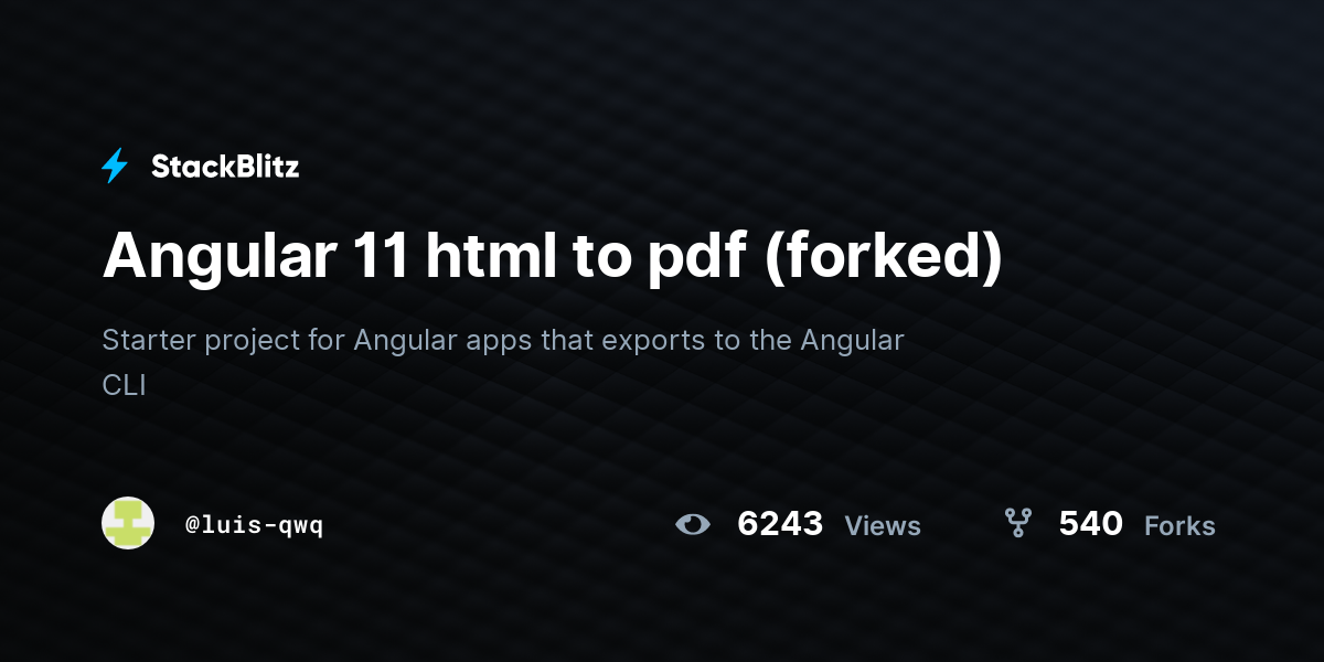 Angular 11 html to pdf (forked) - StackBlitz