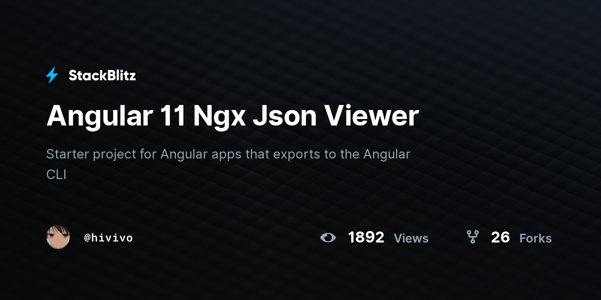 Angular 11 Ngx Json Viewer - StackBlitz
