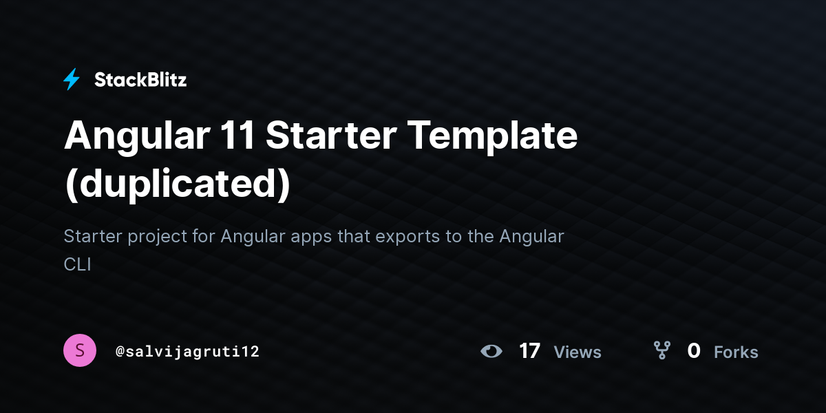 Angular 11 Starter Template (duplicated) - StackBlitz