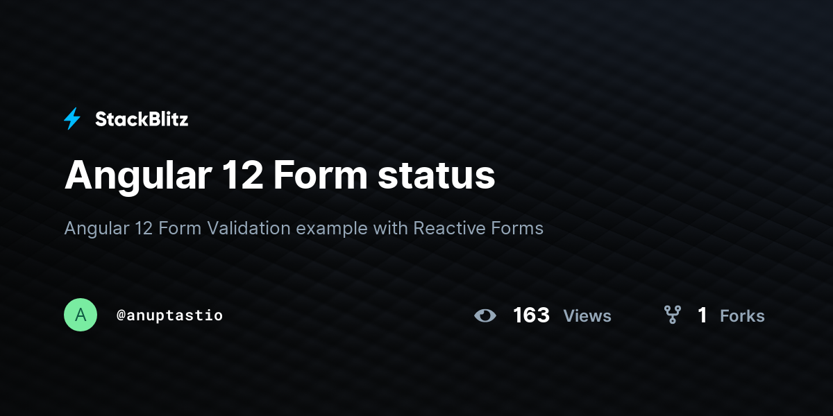 Angular 12 Form status - StackBlitz