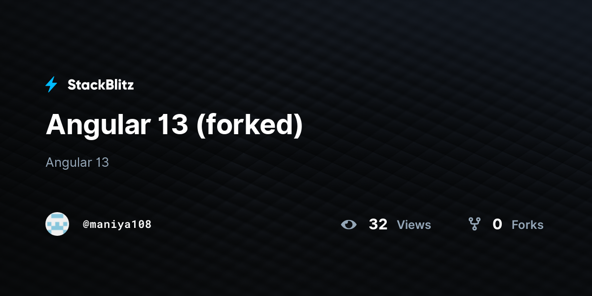 Angular 13 (forked) - StackBlitz