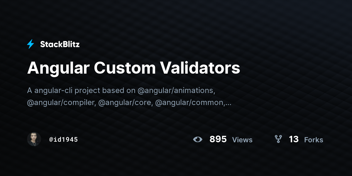 Angular Custom Validators - StackBlitz