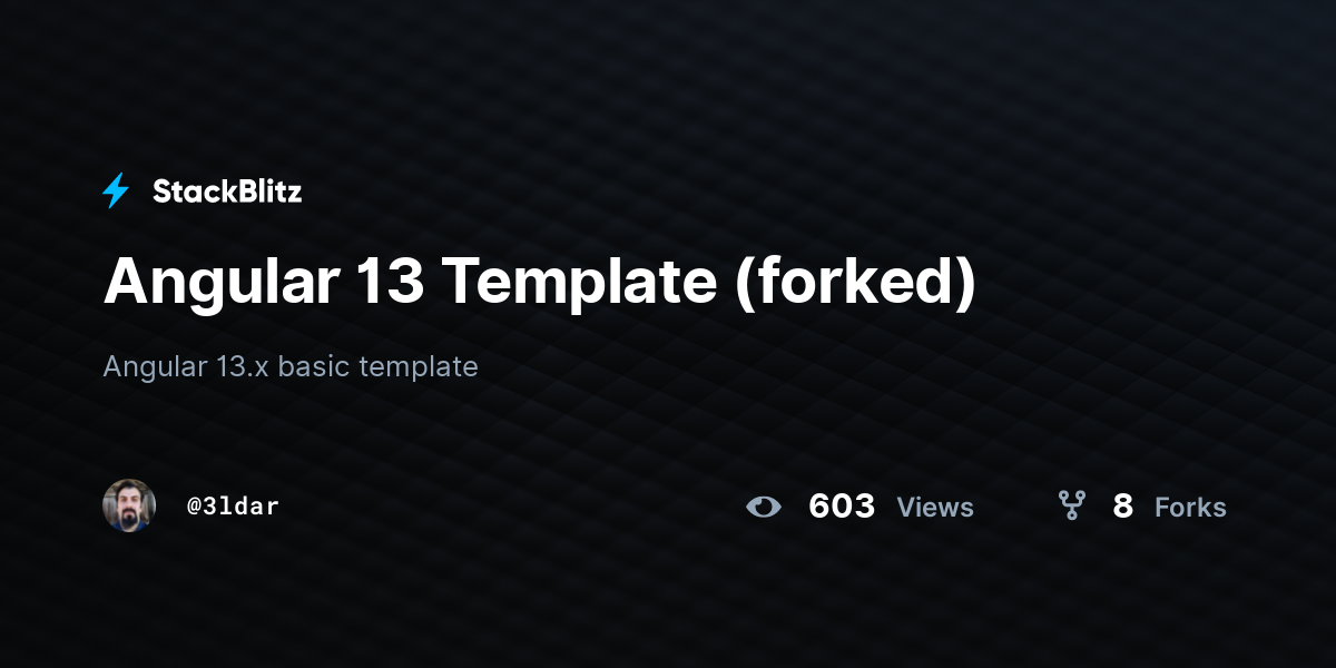 Angular 13 Template (forked) - StackBlitz