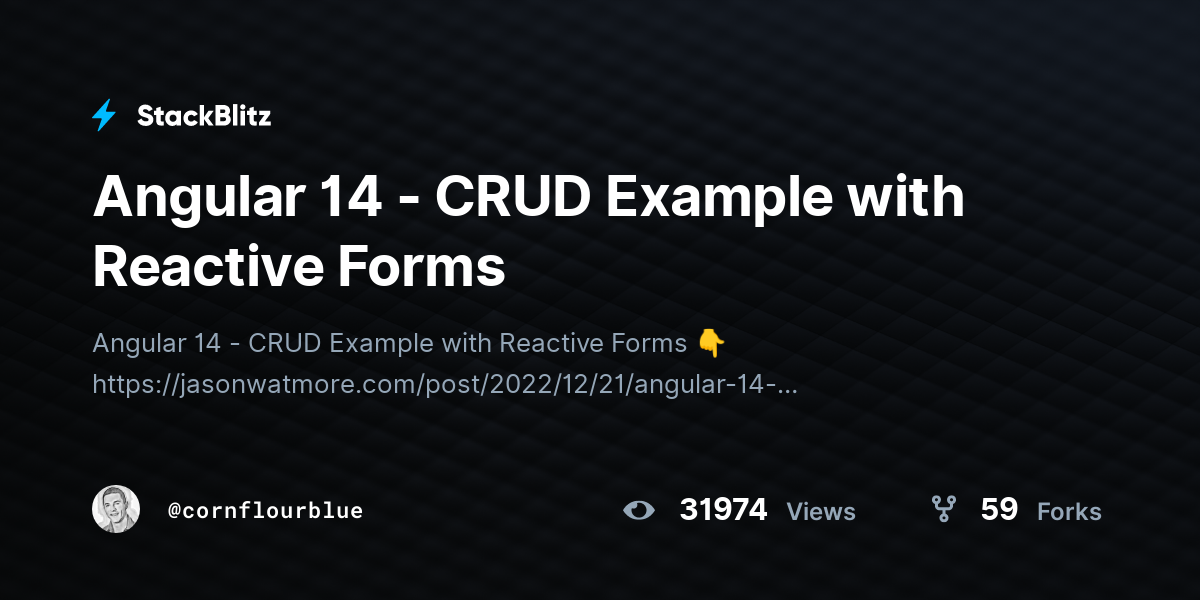 Angular 14 - CRUD Example with Reactive Forms - StackBlitz
