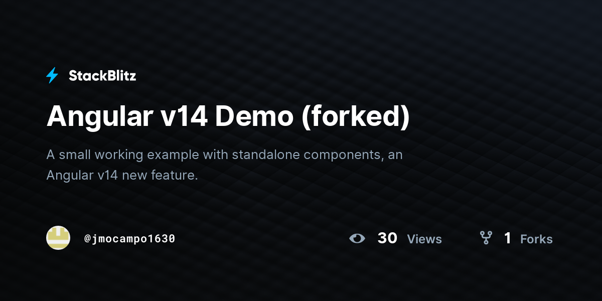 Angular v14 Demo (forked) - StackBlitz
