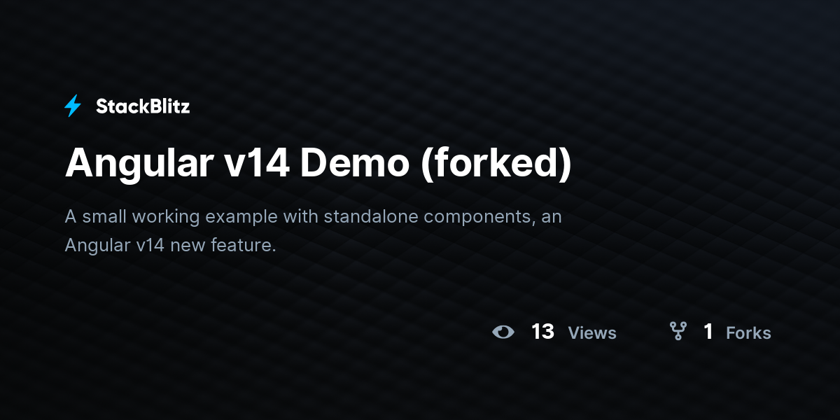Angular v14 Demo (forked) - StackBlitz