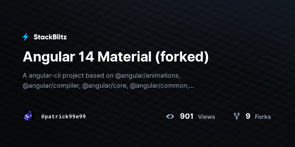 Angular 14 Material Forked Stackblitz