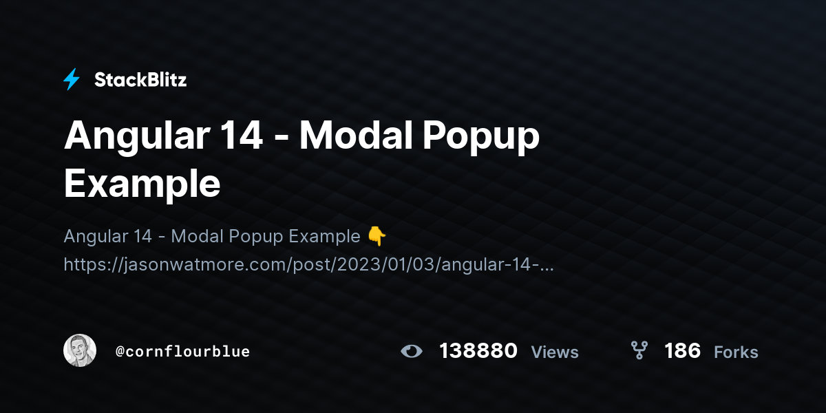 Angular 14 - Modal Popup Example - StackBlitz