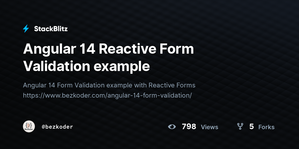 Angular 14 Reactive Form Validation example - StackBlitz