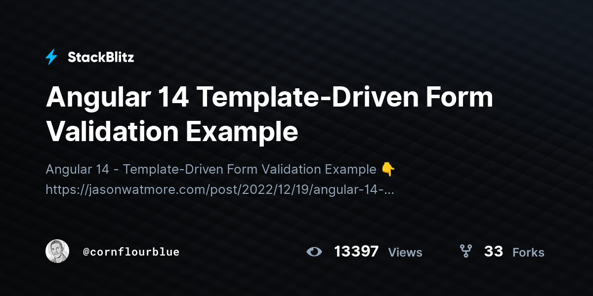 Angular 14 Template-Driven Form Validation Example - StackBlitz