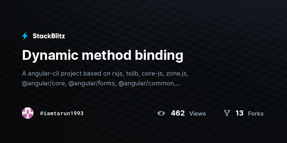 Dynamic method binding - StackBlitz