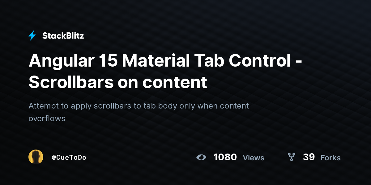 Angular 15 Material Tab Control - Scrollbars on content - StackBlitz